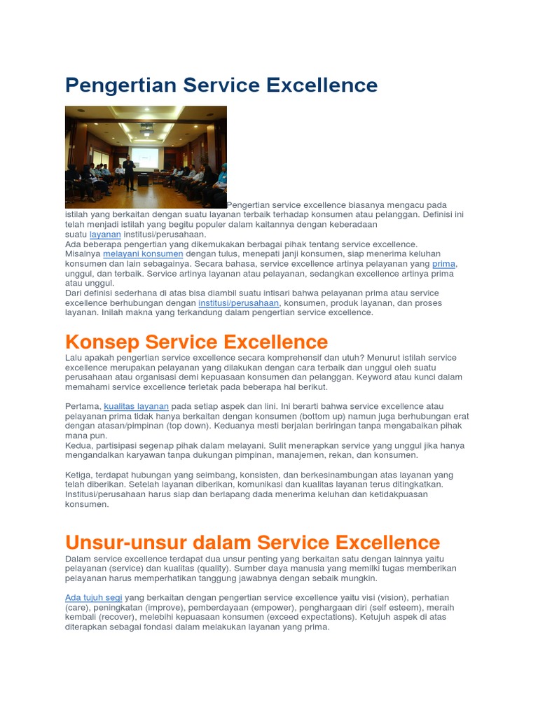 Pengertian Service Excellence | PDF | Karier & Perkembangan