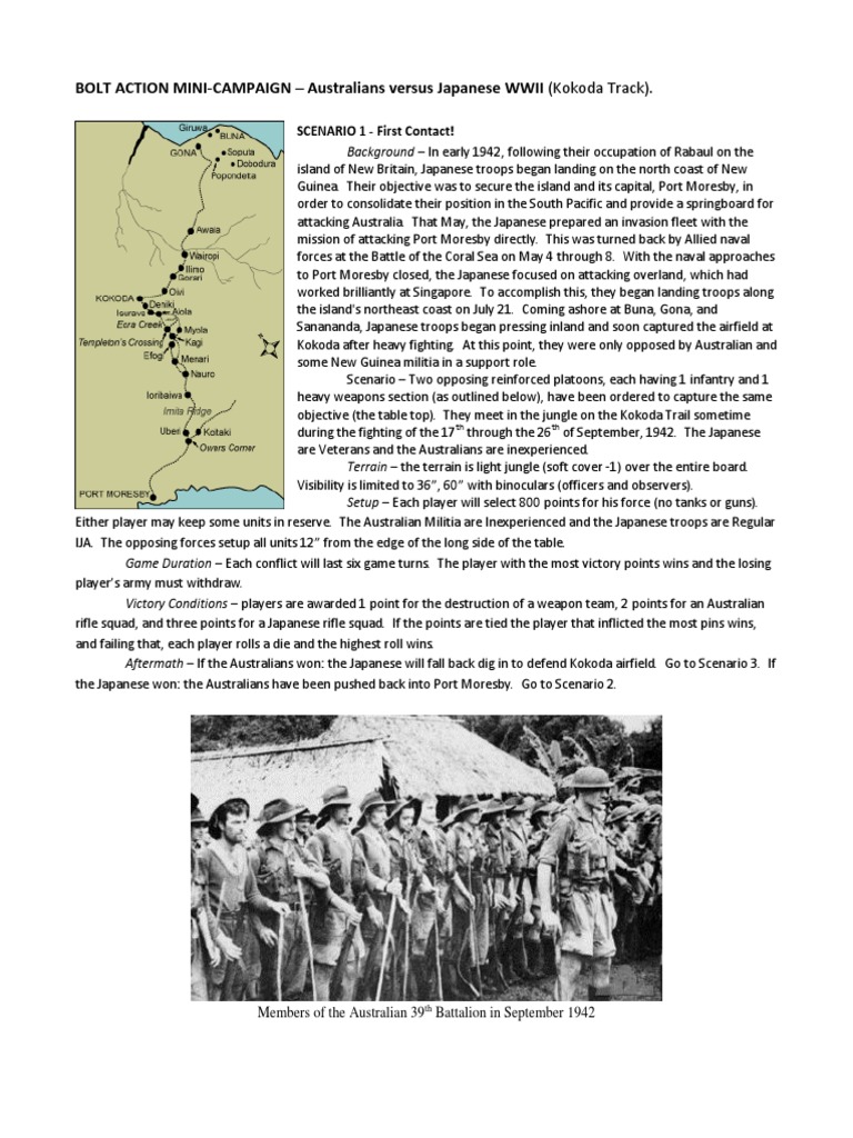 BOLT ACTION MINI-CAMPAIGN - Australians Versus Japanese WWII (Kokoda ...