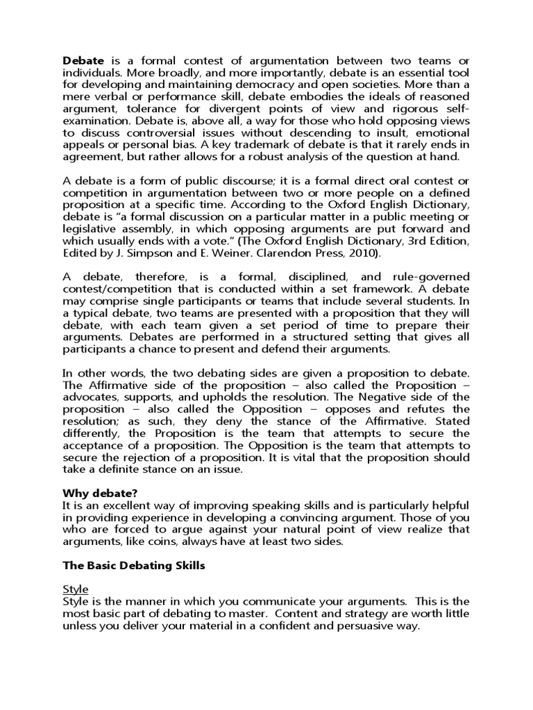 Essentials of Effective Debate Skills | PDF | Argumentation Theory ...