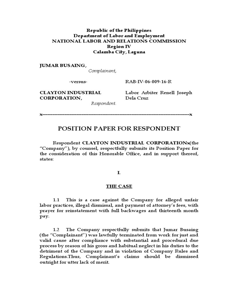 Position Paper | PDF | Attorney's Fee | Lawsuit