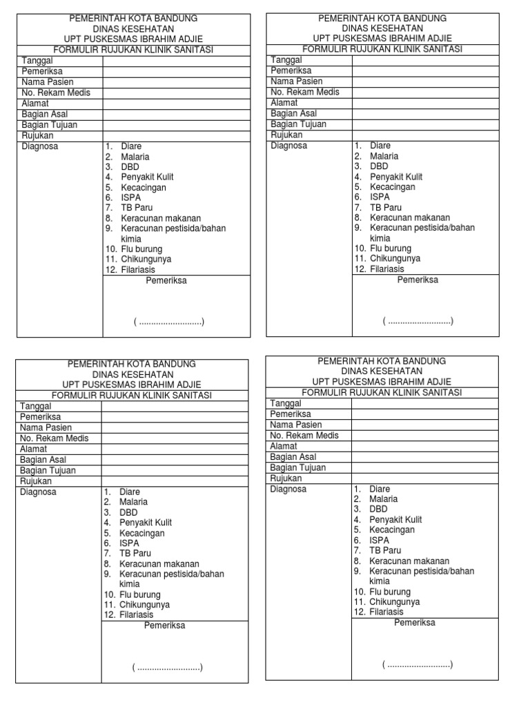 Formulir Rujukan Klinik Sanitasi | PDF