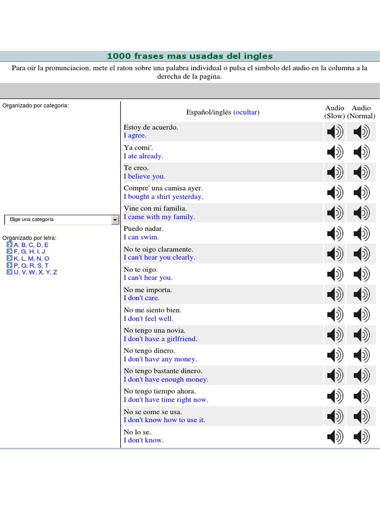 1000 Frases Mas Usadas Del Ingles Pdf Industrias Alimentos