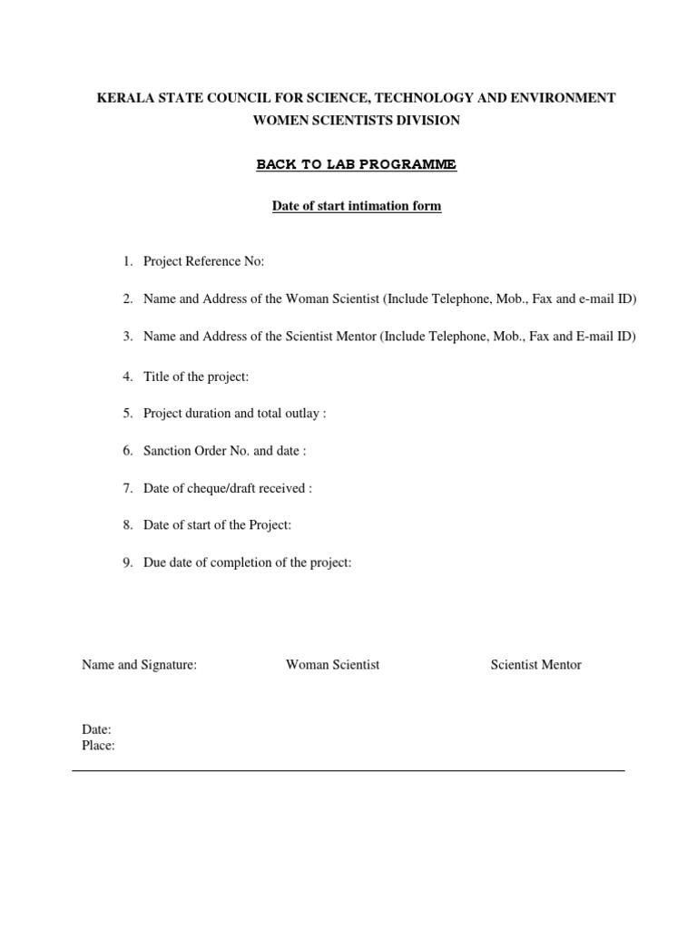 4 Format For Date of Start Intimation | PDF