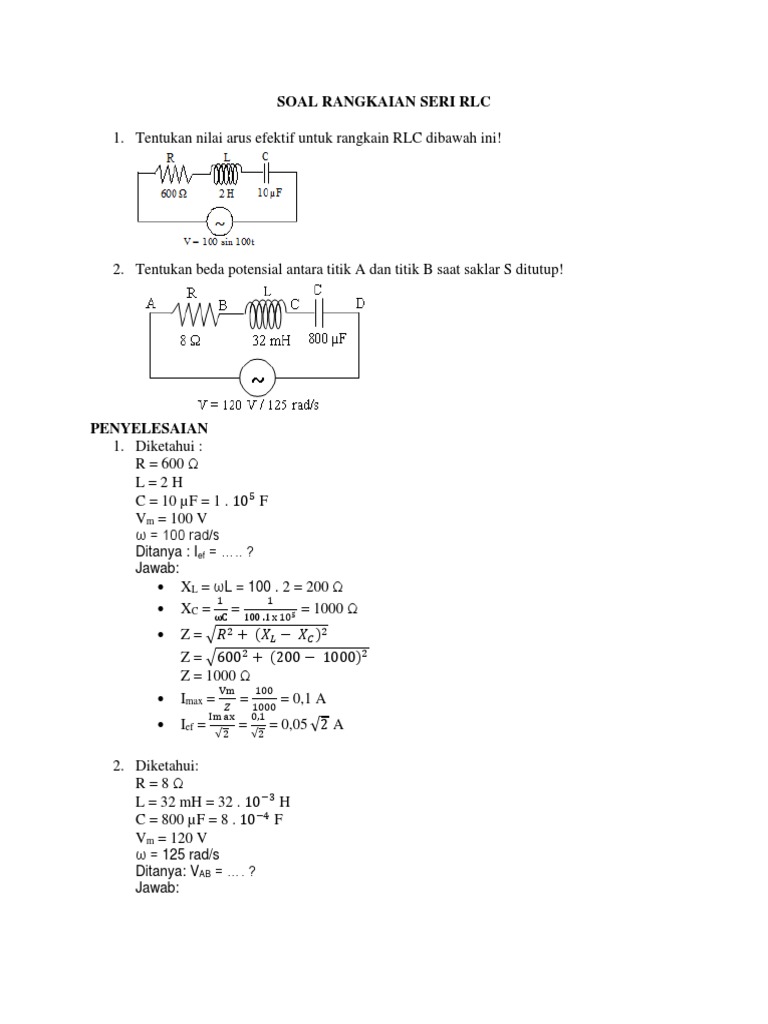 Tugas Fisika 2 Soal RLC | PDF