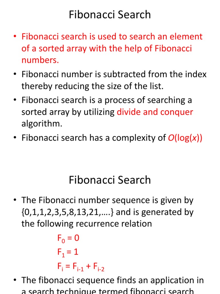 2.fibonacci Searching | PDF | Discrete Mathematics | Mathematical Concepts