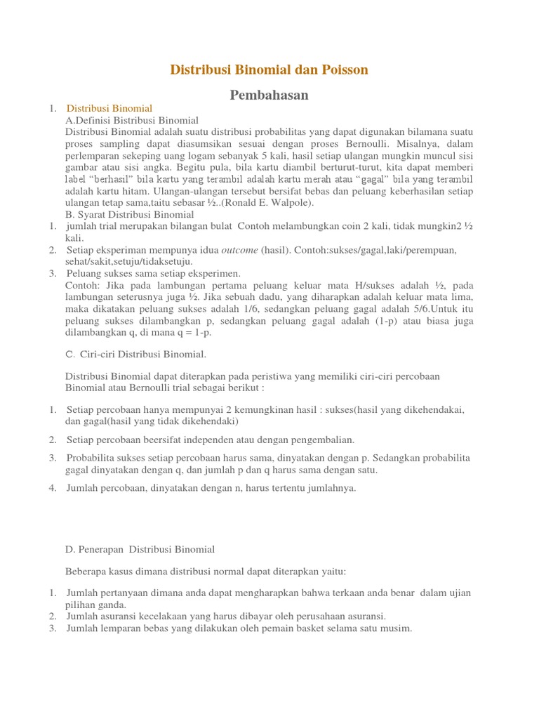 Distribusi Binomial dan Contohnya | PDF