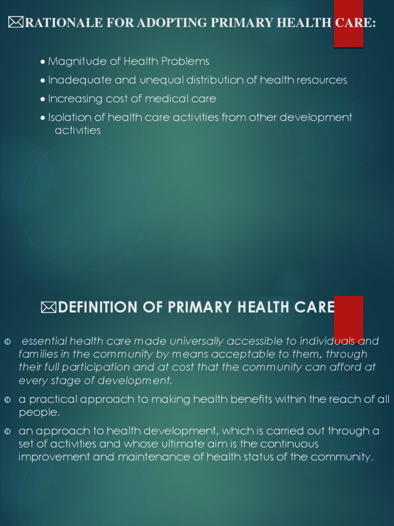 Rationale For Adopting Primary Health Care | PDF | Health Care ...
