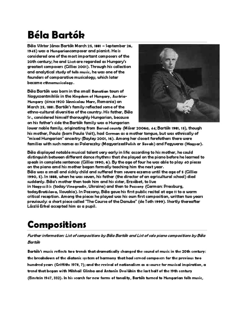 Bela Bartok | PDF | Chamber Music | Classical Music