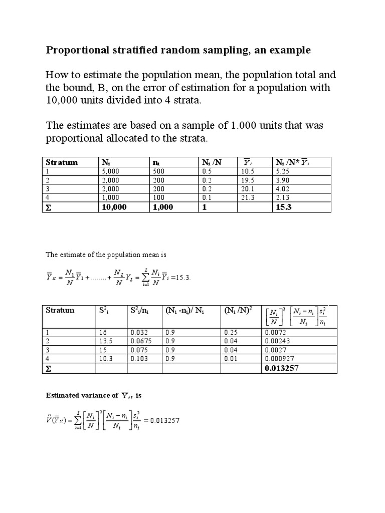 Proportional Stratified Sampling Example | PDF | Stratified Sampling ...