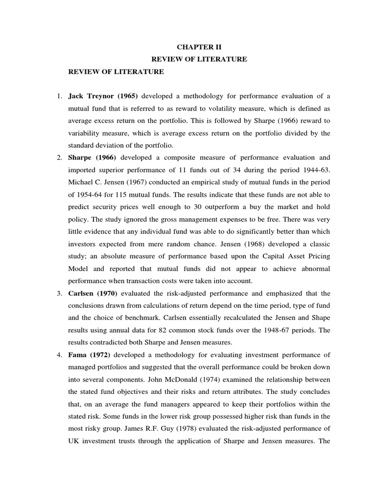 Review of Literature | PDF | Investment Management | Mutual Funds