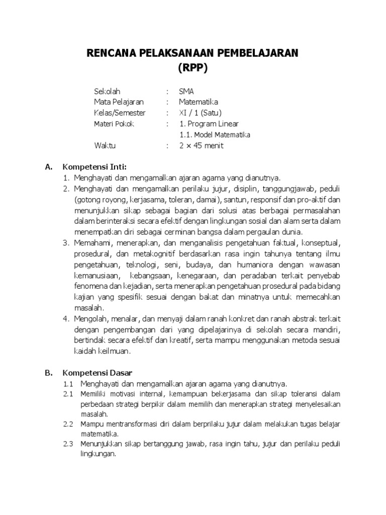 4 RPP Program Linear | PDF