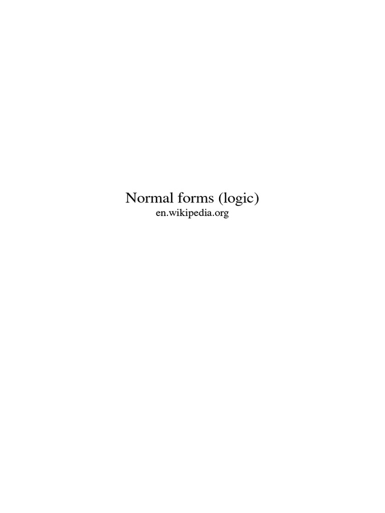 Normal Forms (Logic) PDF | PDF | Mathematics Of Computing | Logical ...