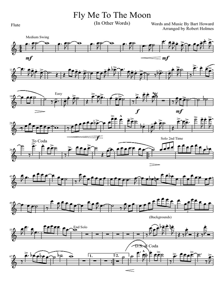 Fly Me To The Moon Flute | PDF | Songs Written