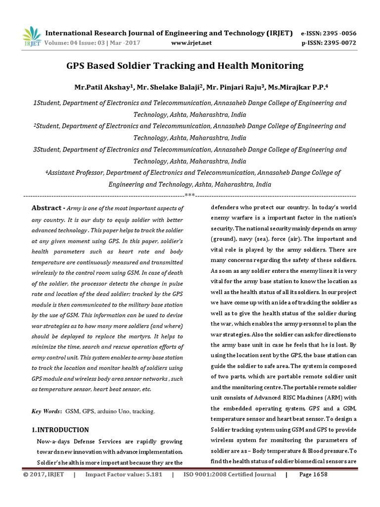 GPS Based Soldier Tracking and Health Monitoring | PDF | Base Station ...