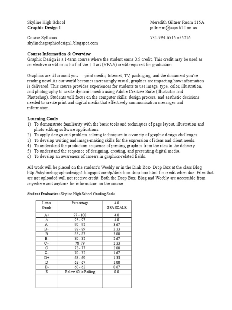 Graphics 1 Syllabus Revised 2017 | PDF | Graphics | Graphic Design