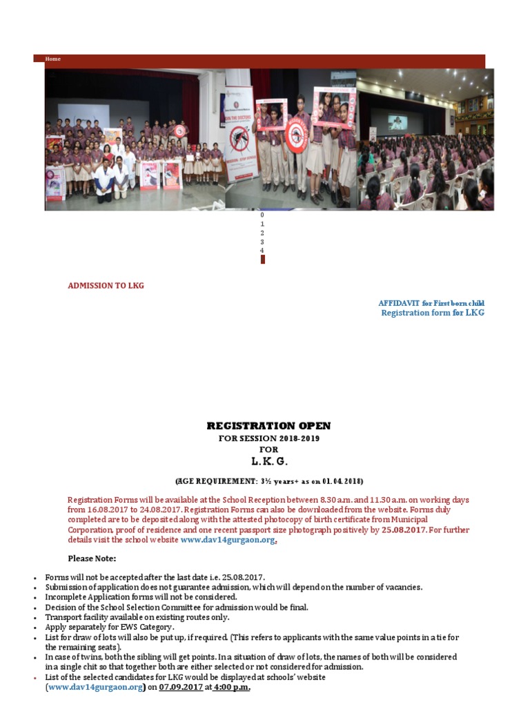 Admission To LKG: Registration Form For LKG | PDF | Birth Certificate ...