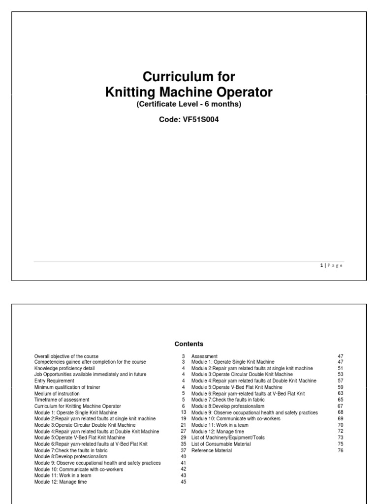 Knitting Machine Operator | PDF | Knitting | Competence (Human Resources)