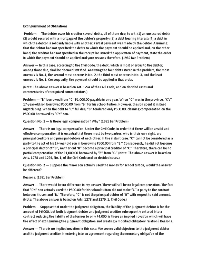 Extinguishment of Obligations | PDF | Debt | Mortgage Law
