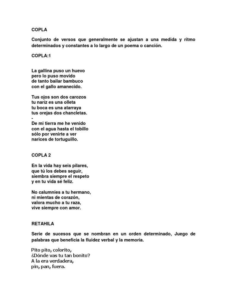 COPLA | PDF | Cocina, comidas y vino | Poesía