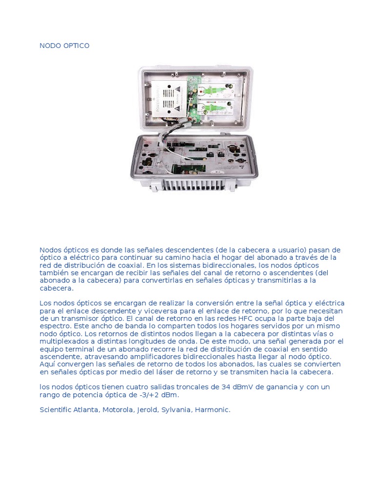 NODO OPTICO | Ingeniería Eléctrica | Telecomunicaciones