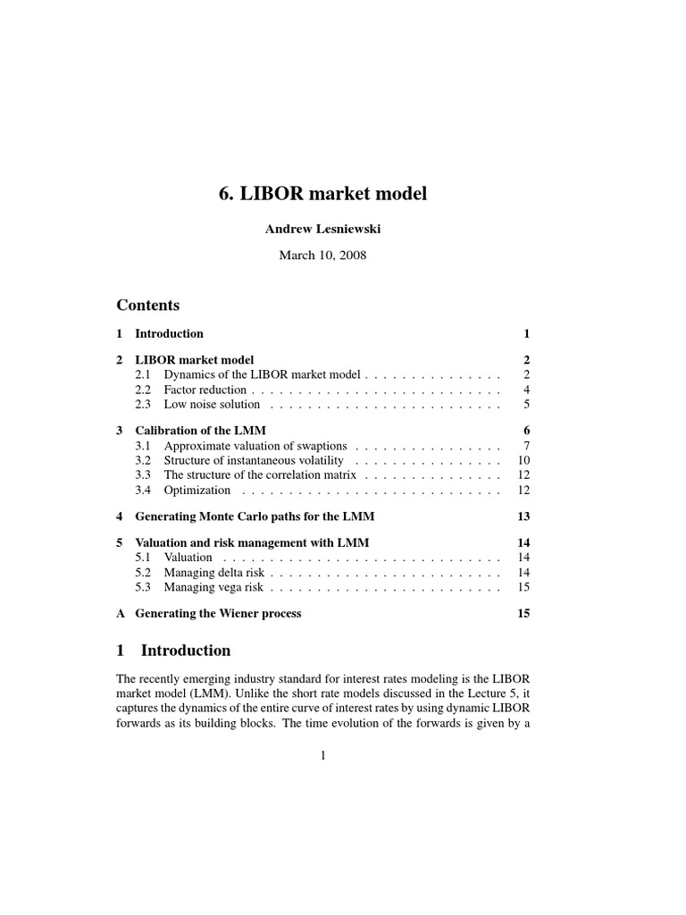 Libor Market Model | PDF | Greeks (Finance) | Swap (Finance)