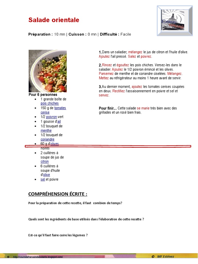 Une Recette de Cuisine | Cuisine | Nourriture et boisson