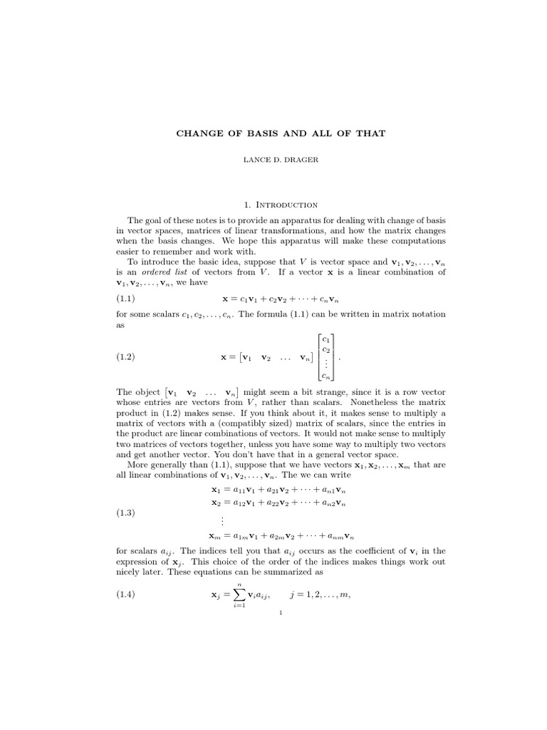 CH Basis | PDF | Basis (Linear Algebra) | Matrix (Mathematics)