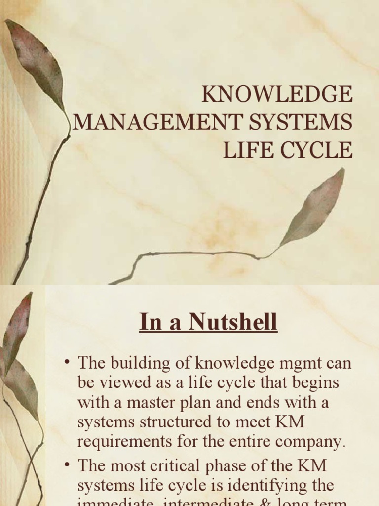 Knowledge Management Systems Life Cycle | PDF | Feasibility Study | System