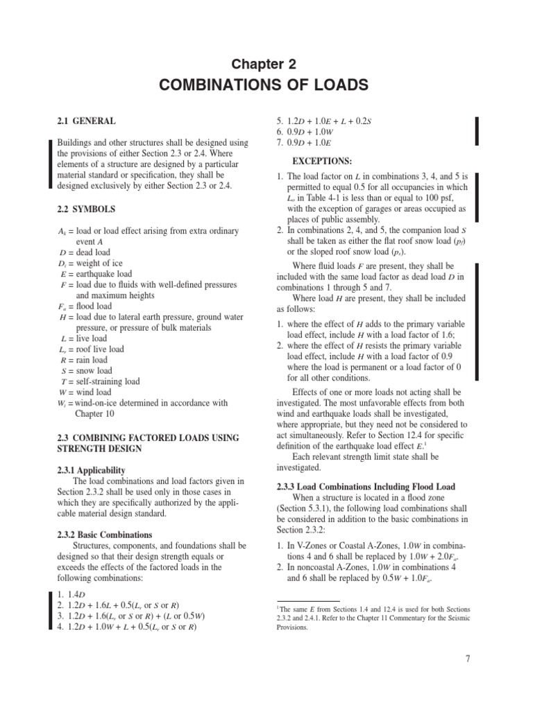 Load Combination Requirements for Strength and Allowable Stress Design | PDF | Structural Load ...