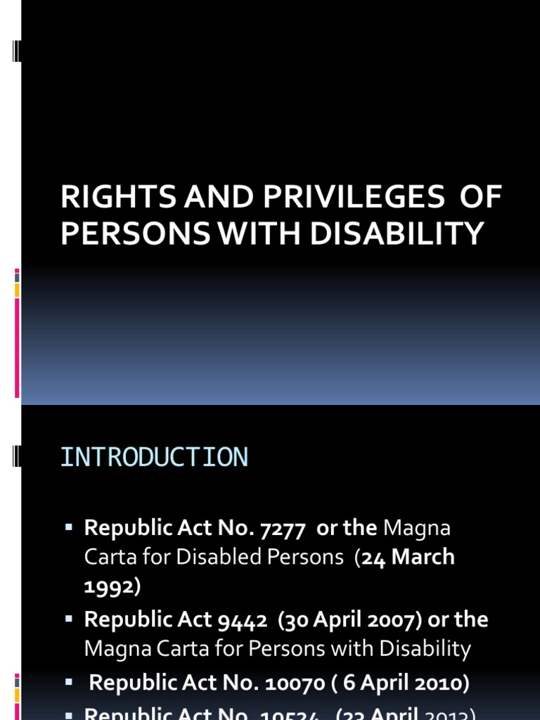 Rights and Privileges of PWD in the Philippines | PDF | Over The ...