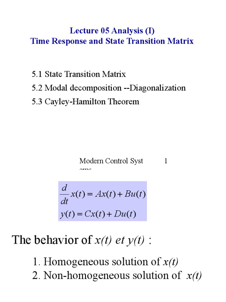 State Transition Matrix | Download Free PDF | Eigenvalues And Eigenvectors | Operator Theory