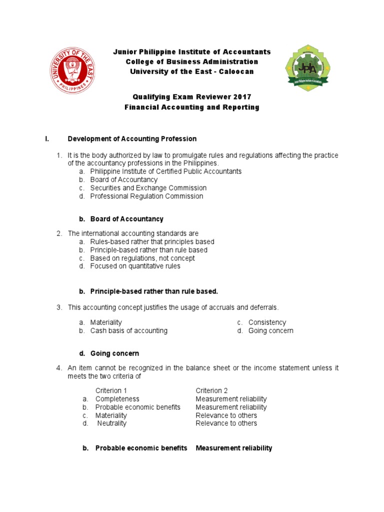 FAR Qualifying Exam Reviewer 2017 | PDF | Debits And Credits | Cheque