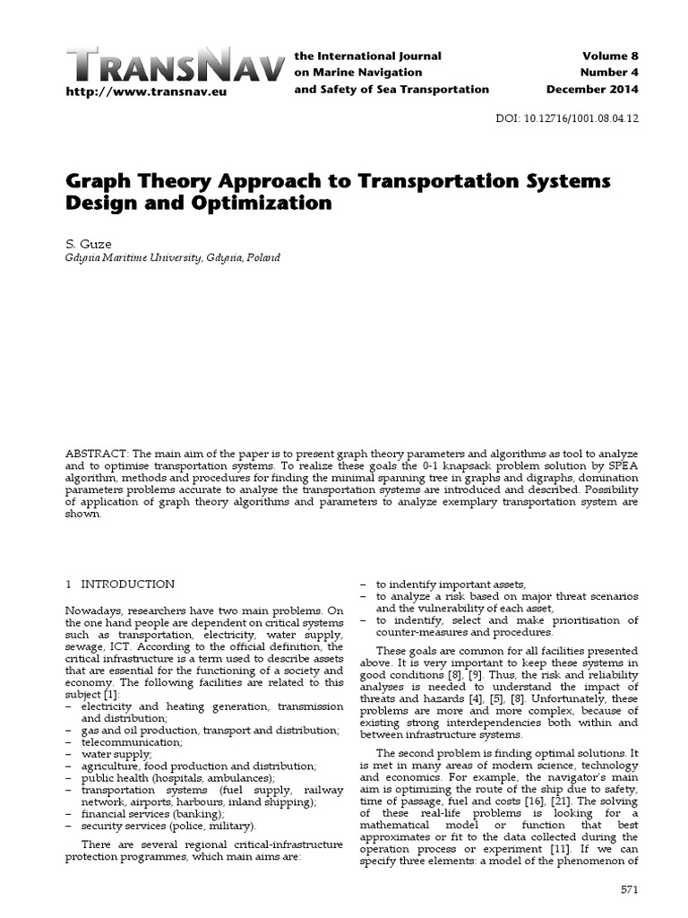 Graph Theory Approach To Transportation Systems Design | PDF | Vertex ...