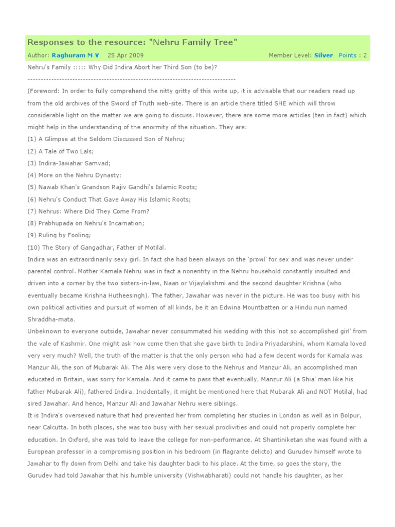 Nehru Family Tree | PDF | Jawaharlal Nehru | Mahatma Gandhi