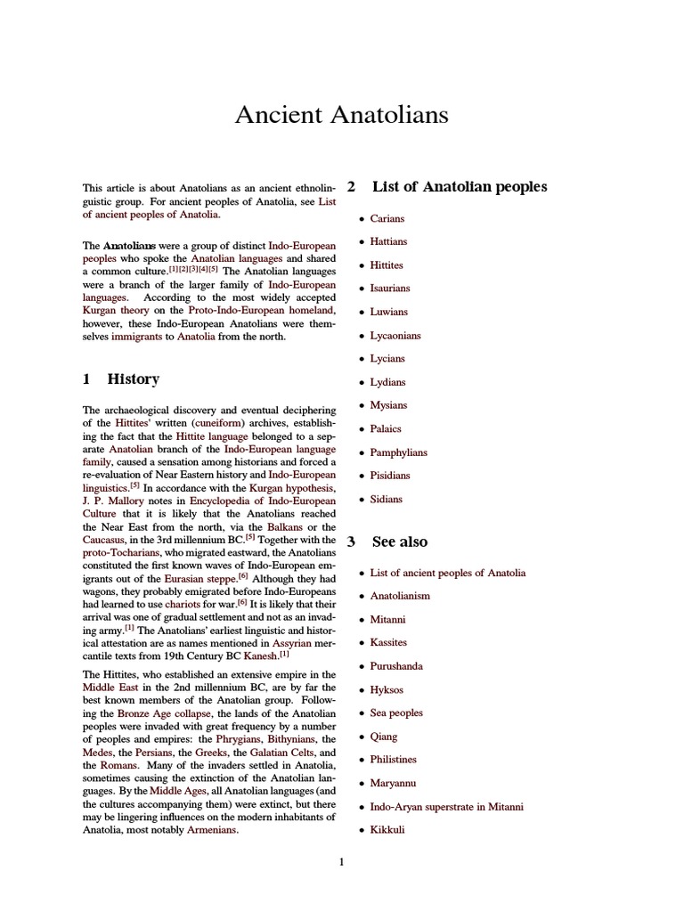 Ancient Anatolians: 2 List of Anatolian Peoples | PDF | Anatolia ...