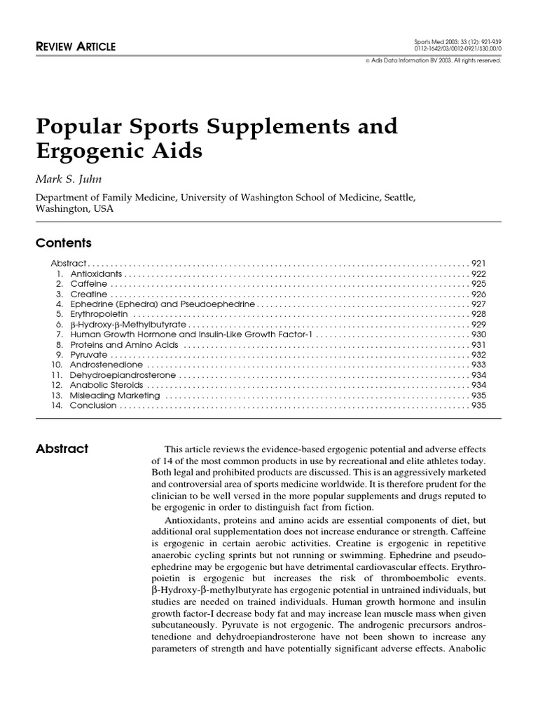 Popular Sport Supplements | PDF | Antioxidant | Radical (Chemistry)
