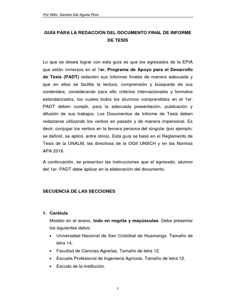 Guía para La Redacción de Informes de Tesis 1 | PDF | Comillas ...