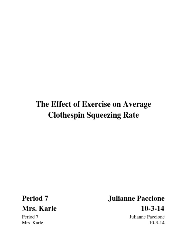 Exercise Boosts Clothespin Squeeze Rate | PDF | Experiment | Physical ...