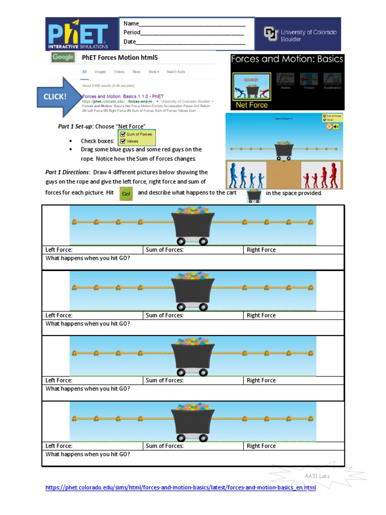 PhET - Forces Motion Basics in Html5 | PDF | Mass | Mechanical Engineering