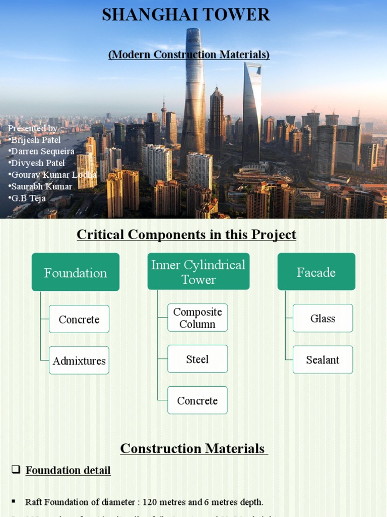 Shanghai Tower Construction Materials | PDF | Concrete | Industries