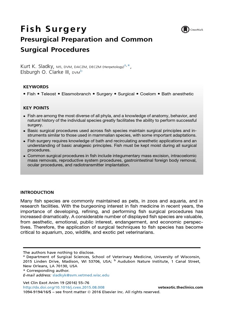 Fish Surgery | PDF | Anesthesia | Surgical Suture