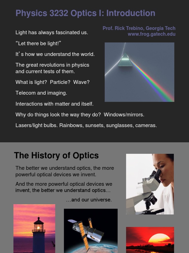 Physics 3232 Optics I: Introduction: Prof. Rick Trebino, Georgia Tech ...