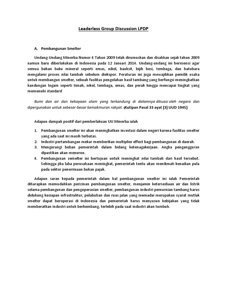 Leaderless Group Discussion LPDP | PDF | Politik | Pengembangan Diri