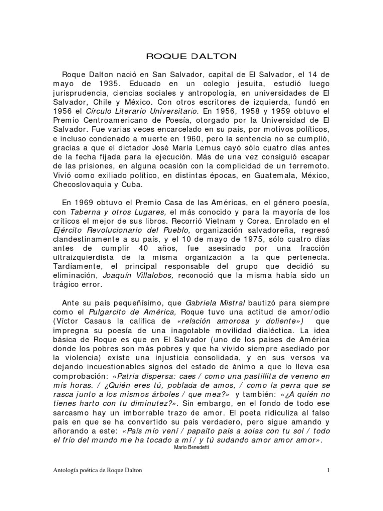 Antologia Poetica de Roque Dalton | PDF