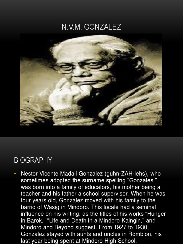 N.V.M. Gonzalez | Philippines | Languages