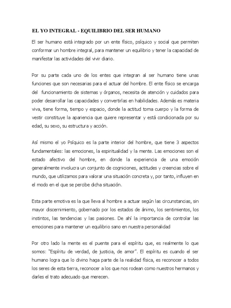 El Yo Integral | Descargar gratis PDF | Psique (psicología) | Mente