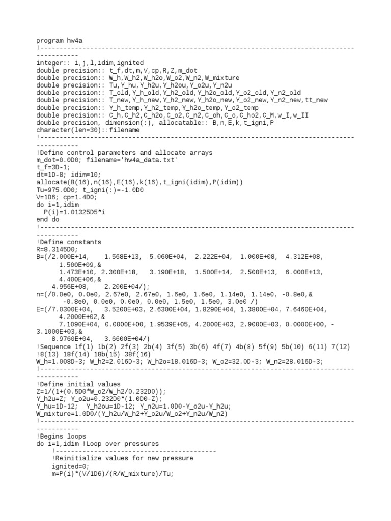 Fortran Code For Laminar Flame Simulations | PDF | Software Engineering ...