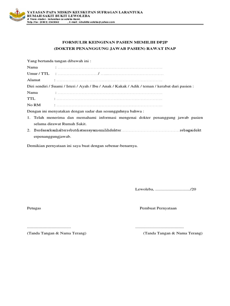 Formulir Pemilihan DPJP | PDF