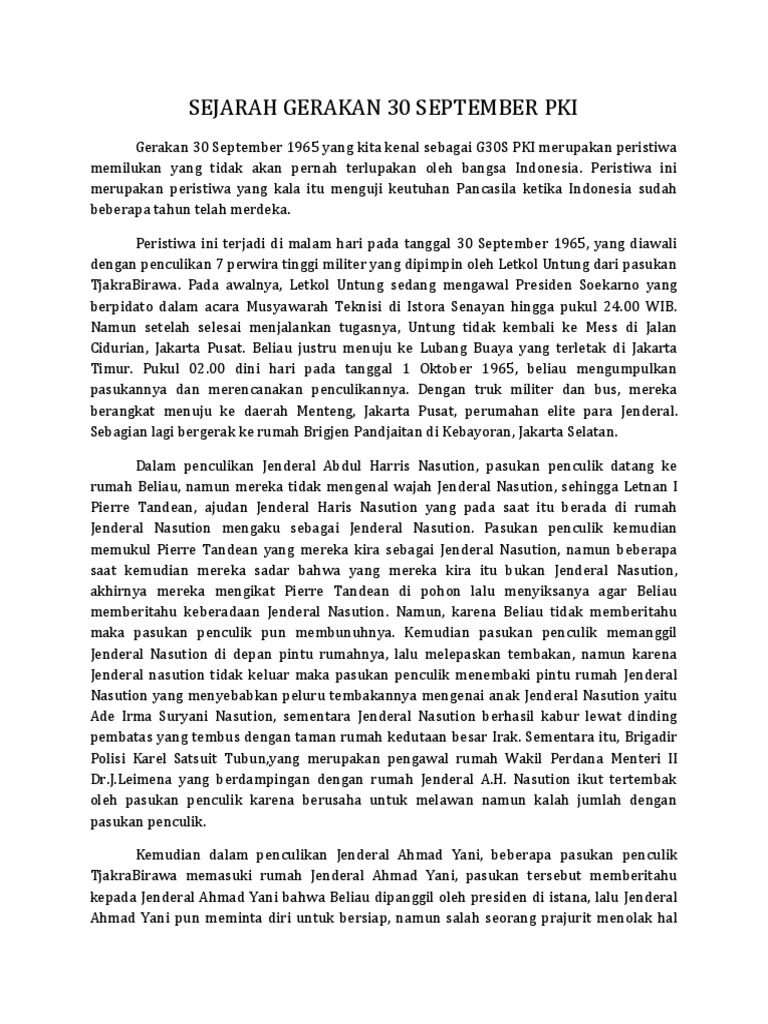 Sejarah Singkat G30S PKI | PDF