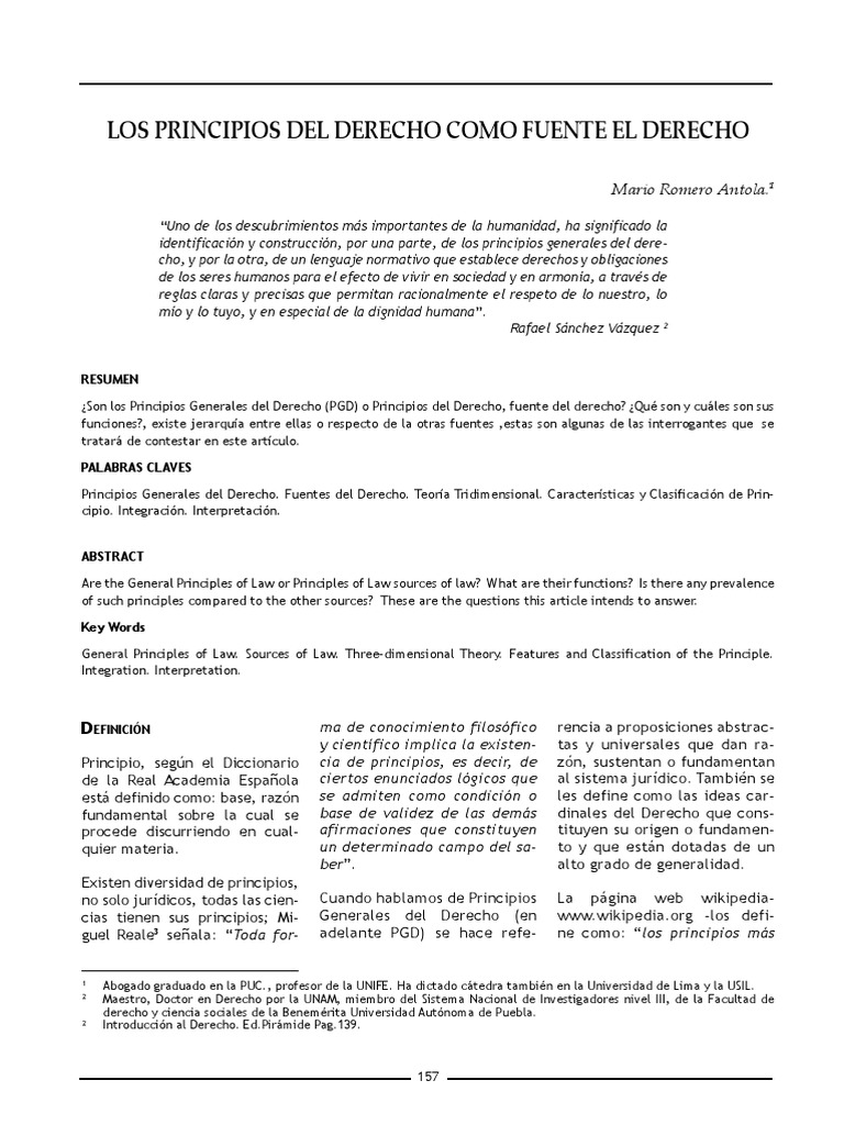 Principios Del Derecho Como Fuente Jurídica Pdf Fuentes Del Derecho